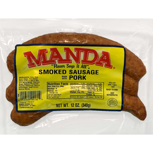 Manda Mild Smoked Pork Sausage Links 12oz 029599001809