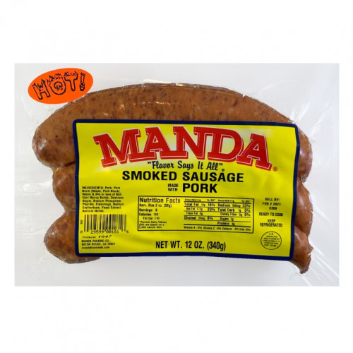 Sausage : Manda Hot Sausage Links 12oz 029599001816