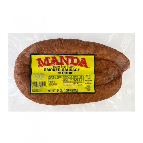 Manda Mild Smoked Pork Sausage 24oz 029599001939